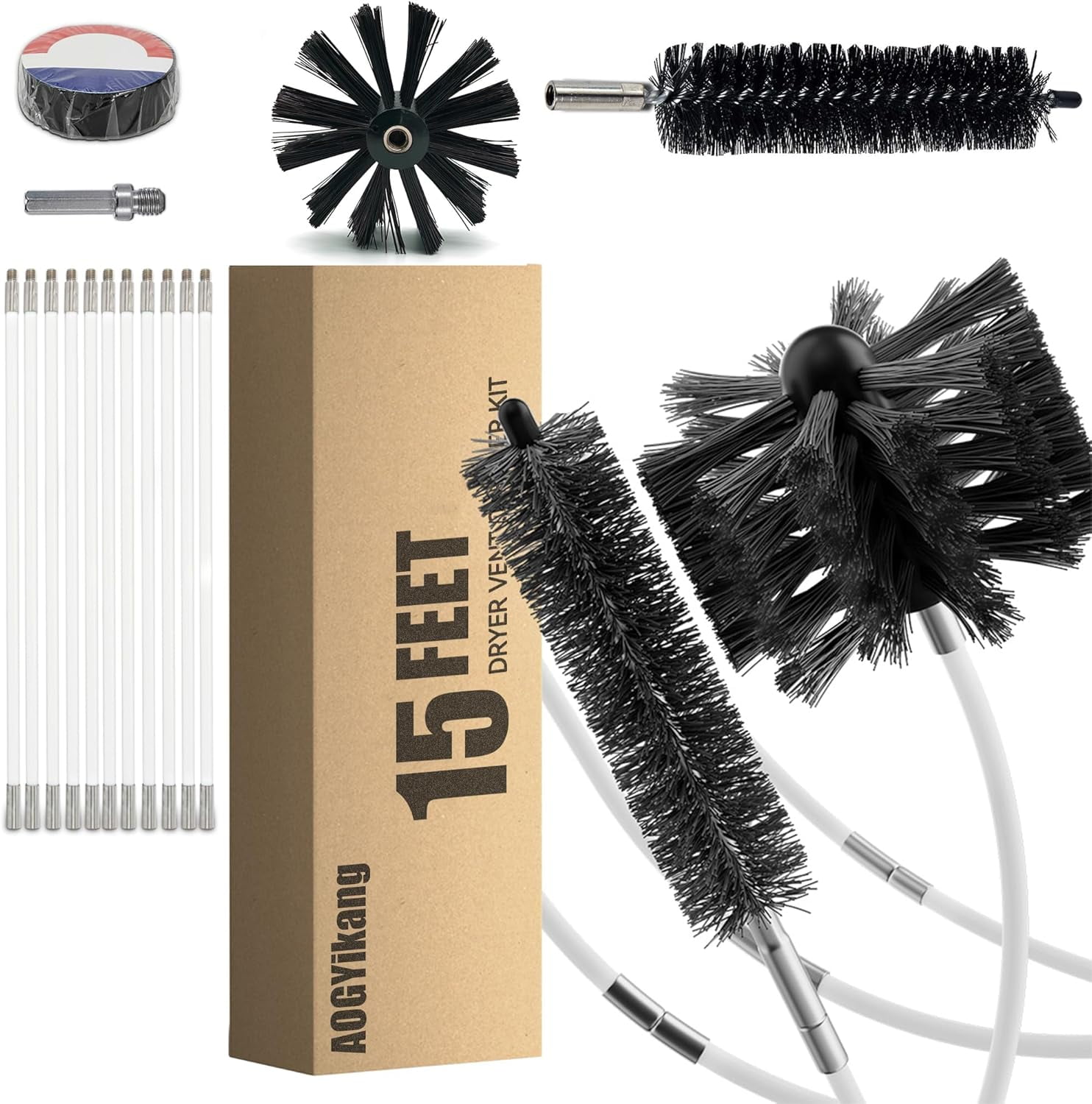 15 Feet Dryer Vent Cleaning Brush Kit, Multi-Scene Durability Chimney ...