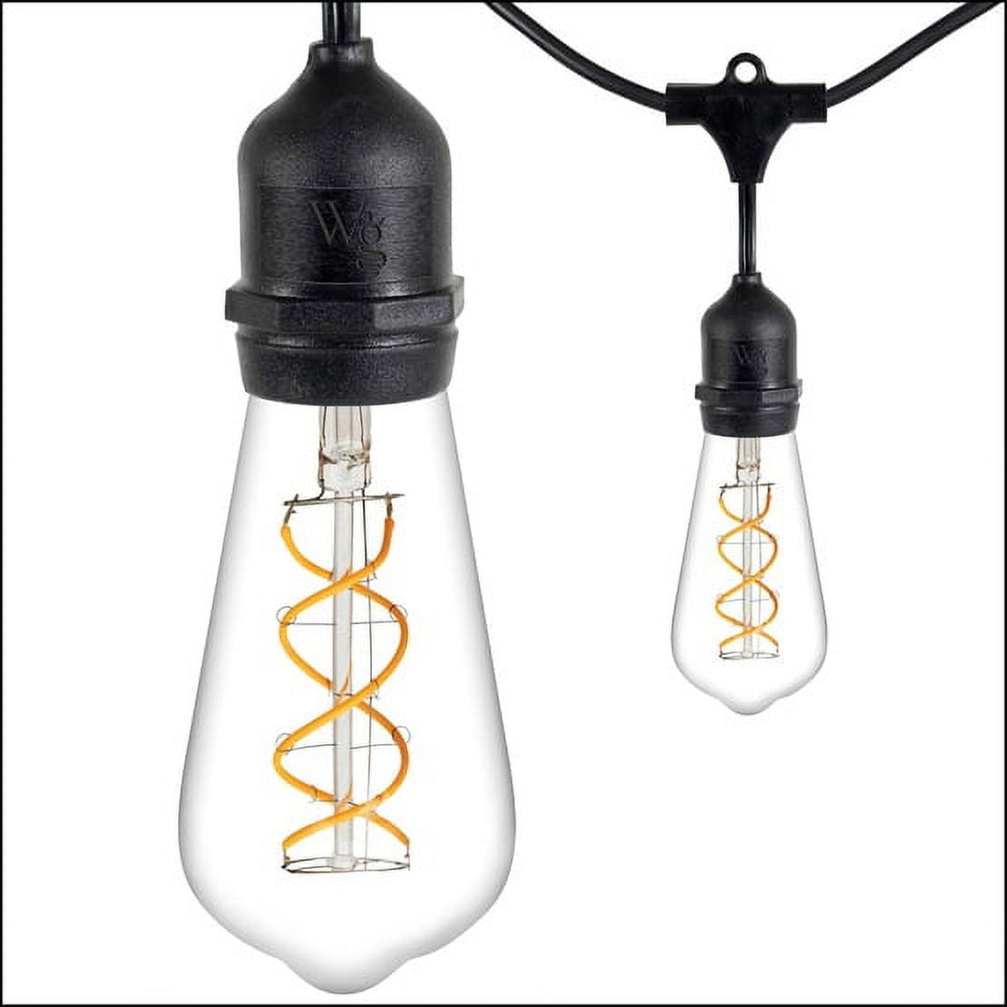 15’ FlexFilament LED ST64 Vintage Edison Patio Lights, Commercial Grade ...