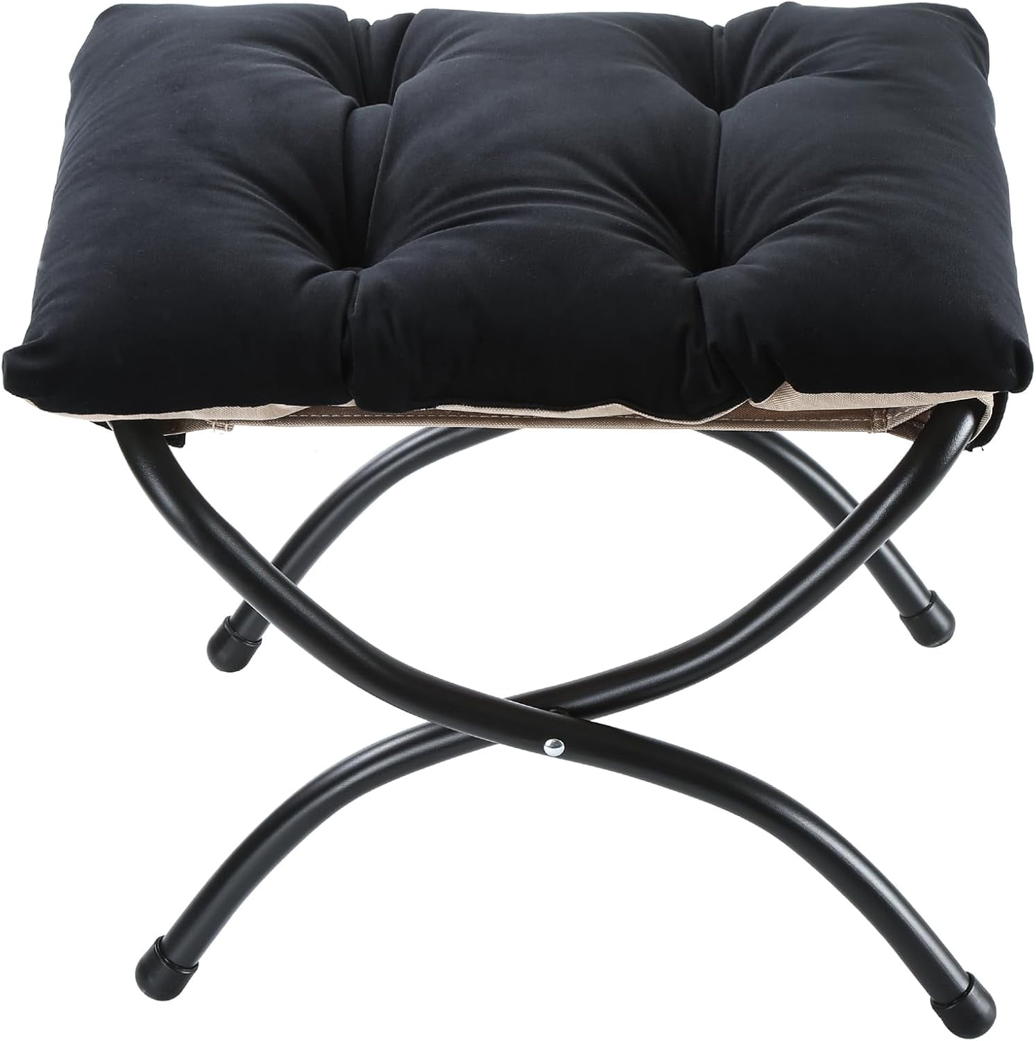 15" Foldable Foot Stool for Patio, Small Outdoor Ottoman with Metal ...