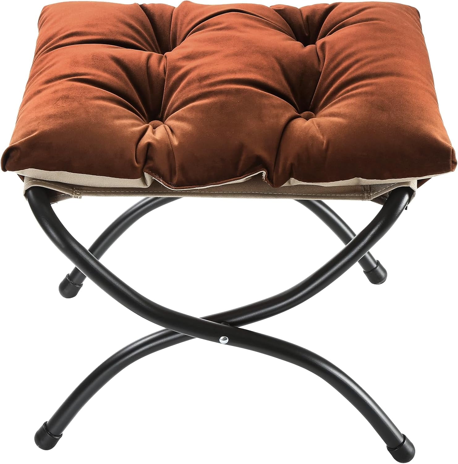 15" Foldable Foot Stool for Patio, Small Outdoor Ottoman with Metal ...