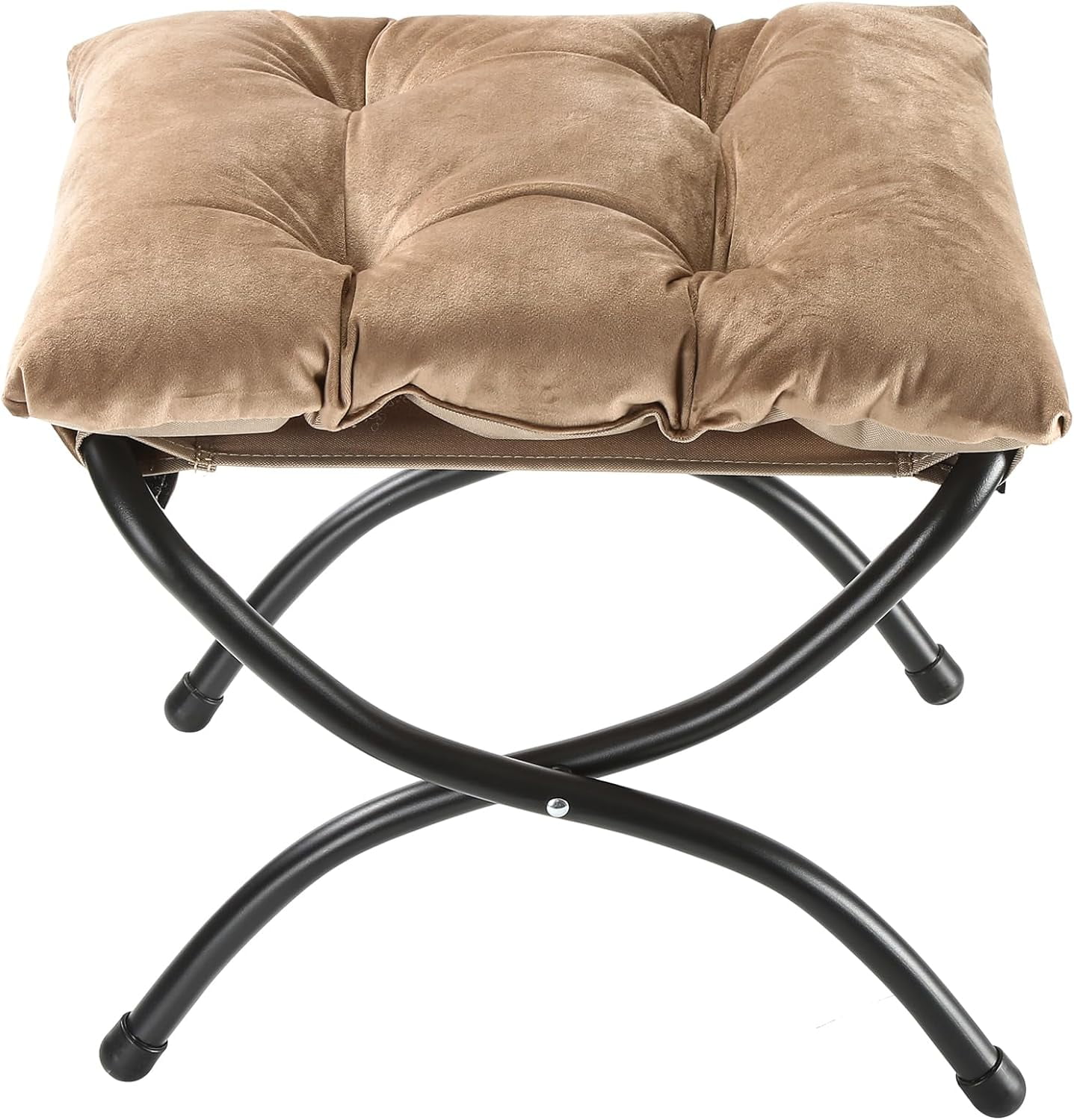 15" Folding Foot Stool for Patio, Small Accent Outdoor Ottoman, Metal ...