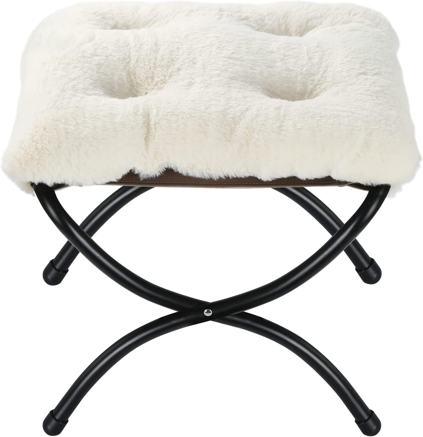 15" Folding Foot Stool, Small Accent Foot Rest, Faux Fur Elegant ...