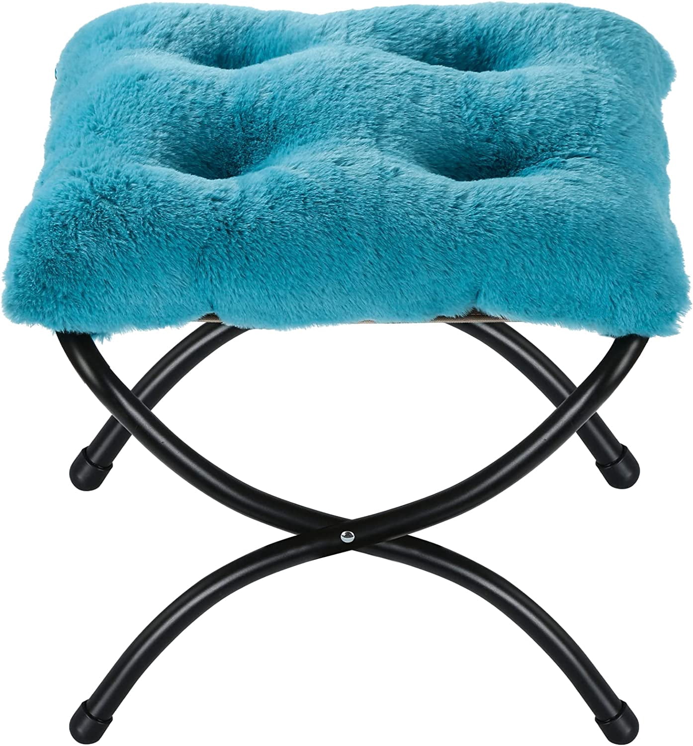 15" Folding Foot stool, Small Accent Foot Rest, Faux Fur Elegant ...