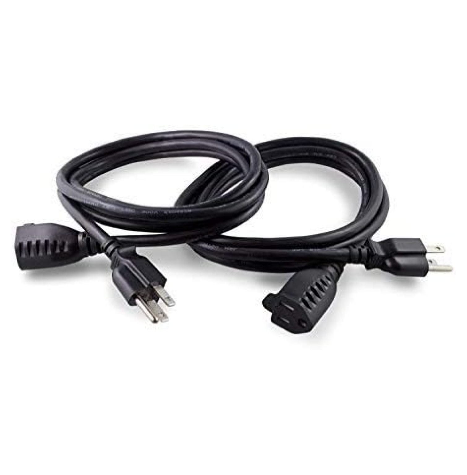 15 Foot (2 Pack) Power Extension Cord - 16 AWG Power 3 Prong Appliance ...