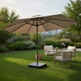 15-Foot Double-Sided Solar-Powered Patio Umbrella with 48 LED Lights ...