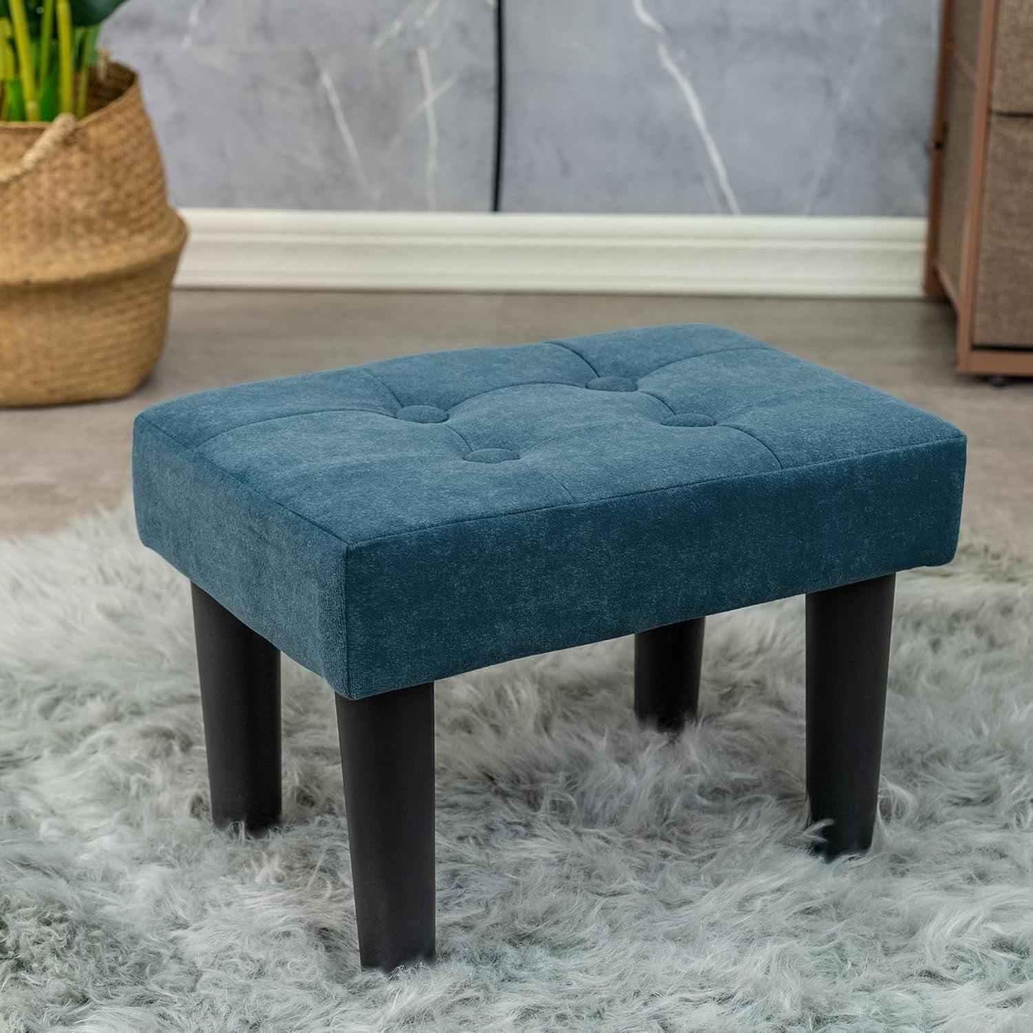 15” Foot Rest, PVC Small Foot Stool with Legs Modern Footstool for ...