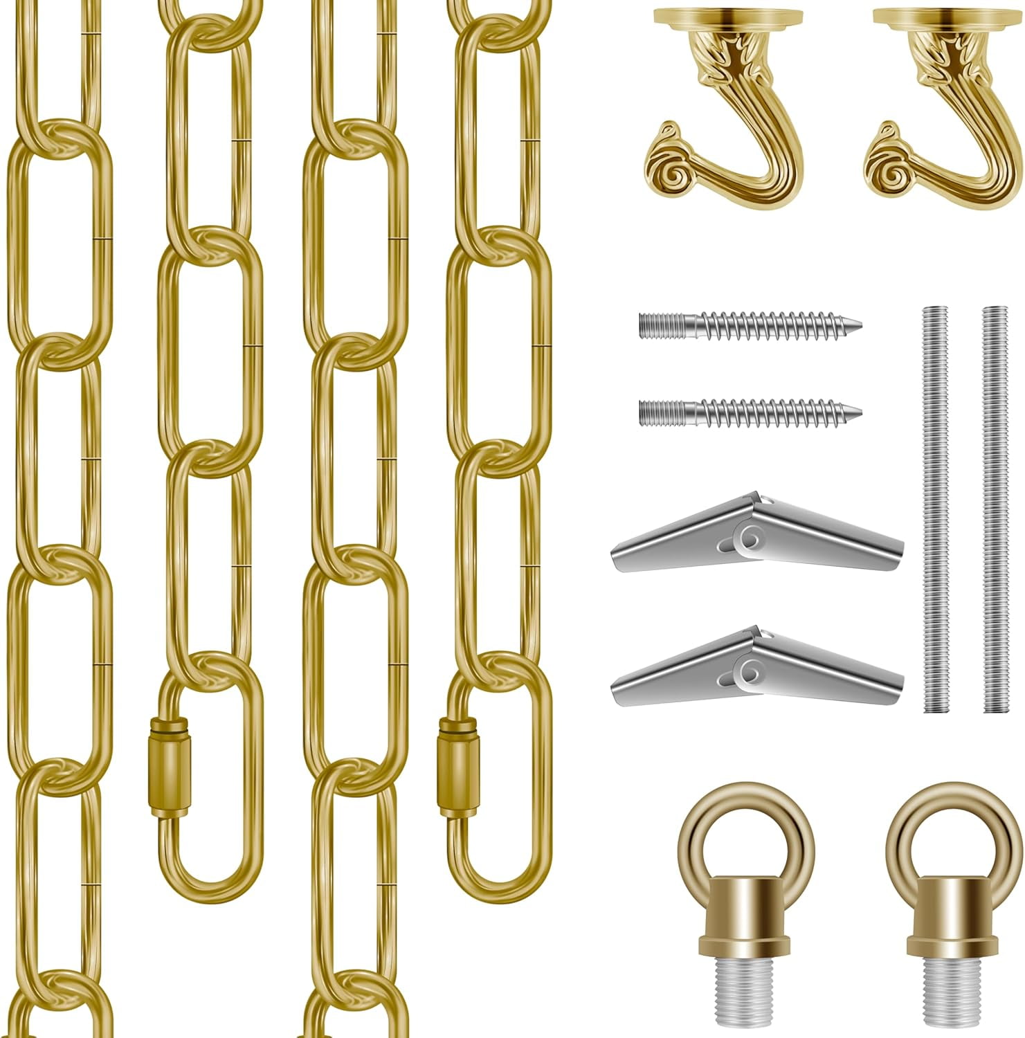 15 Ft Heavy Duty Hanging Chain Kit with Connection Locks & Swag Ceiling ...