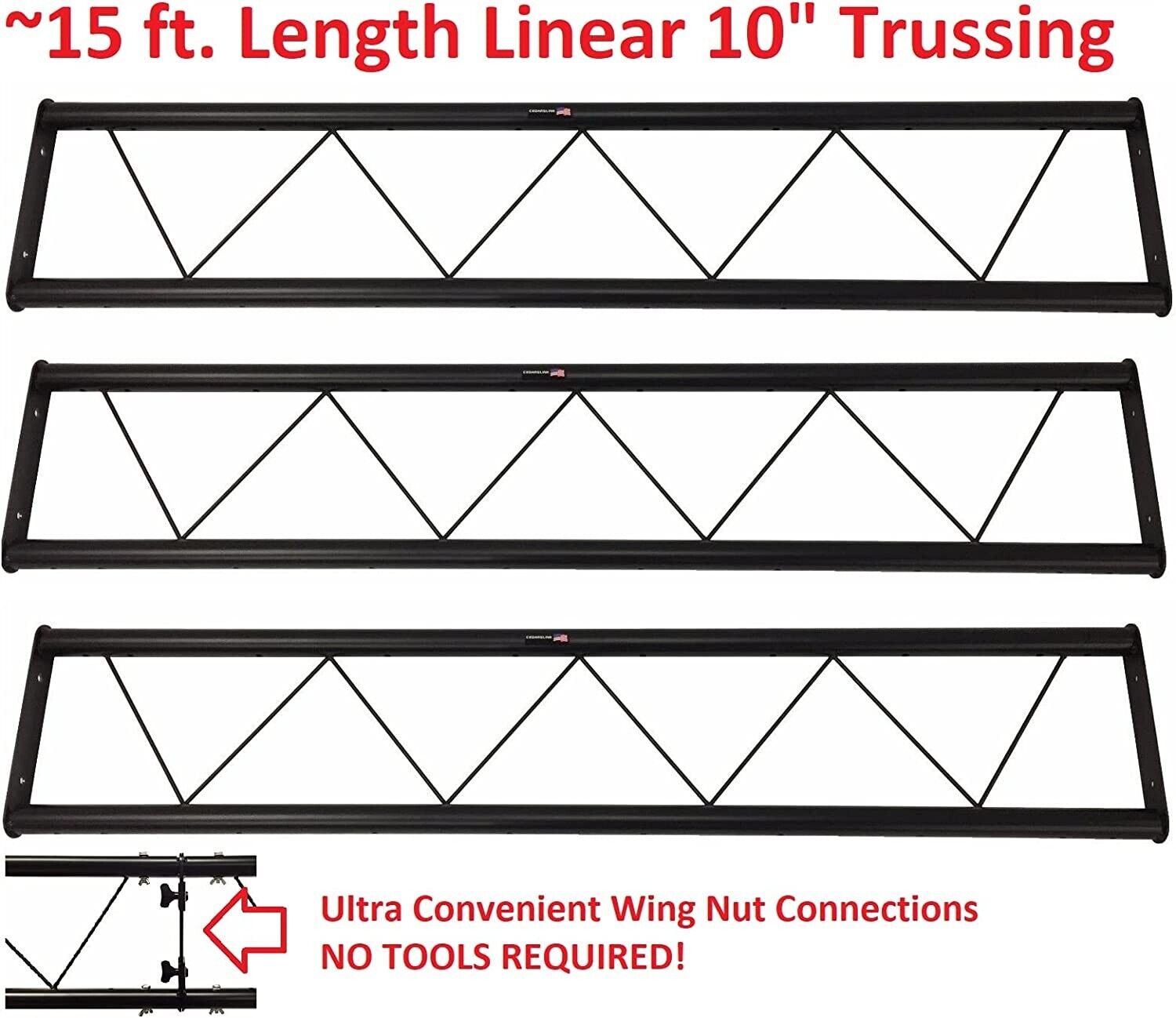 15 Ft. Length Linear Black Metal Lighting Trussing Truss Extension 1.5 ...