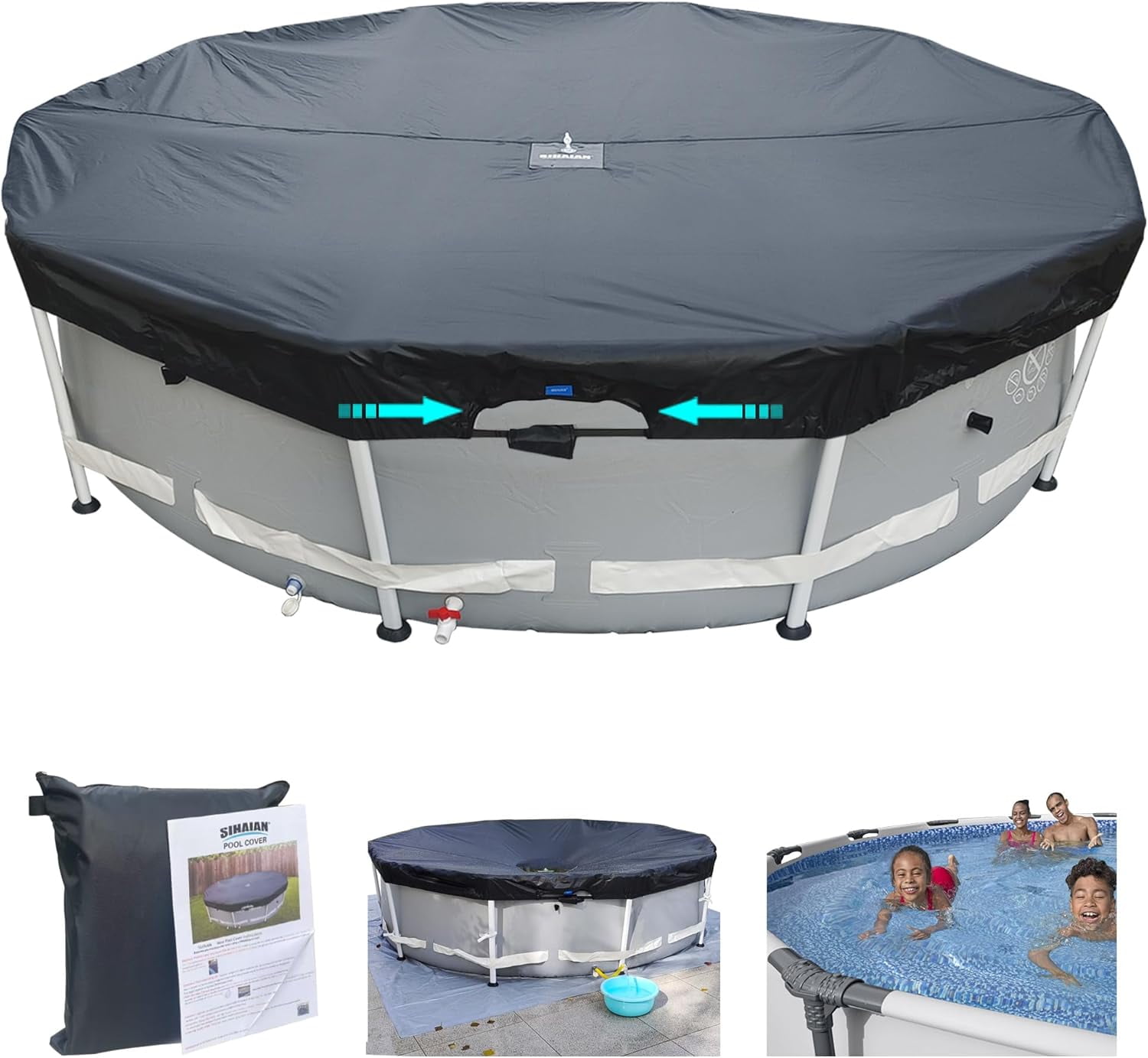 15 Ft Pool Cover, Quick Installation and Removal Above Ground Pool ...