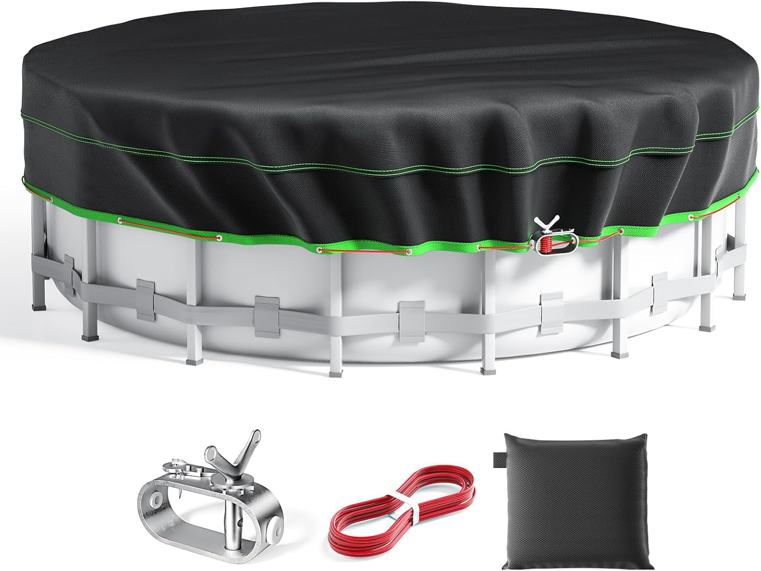 15 Ft Round Pool Cover, Solar Cover for Above Ground Pools, Heavy Duty ...