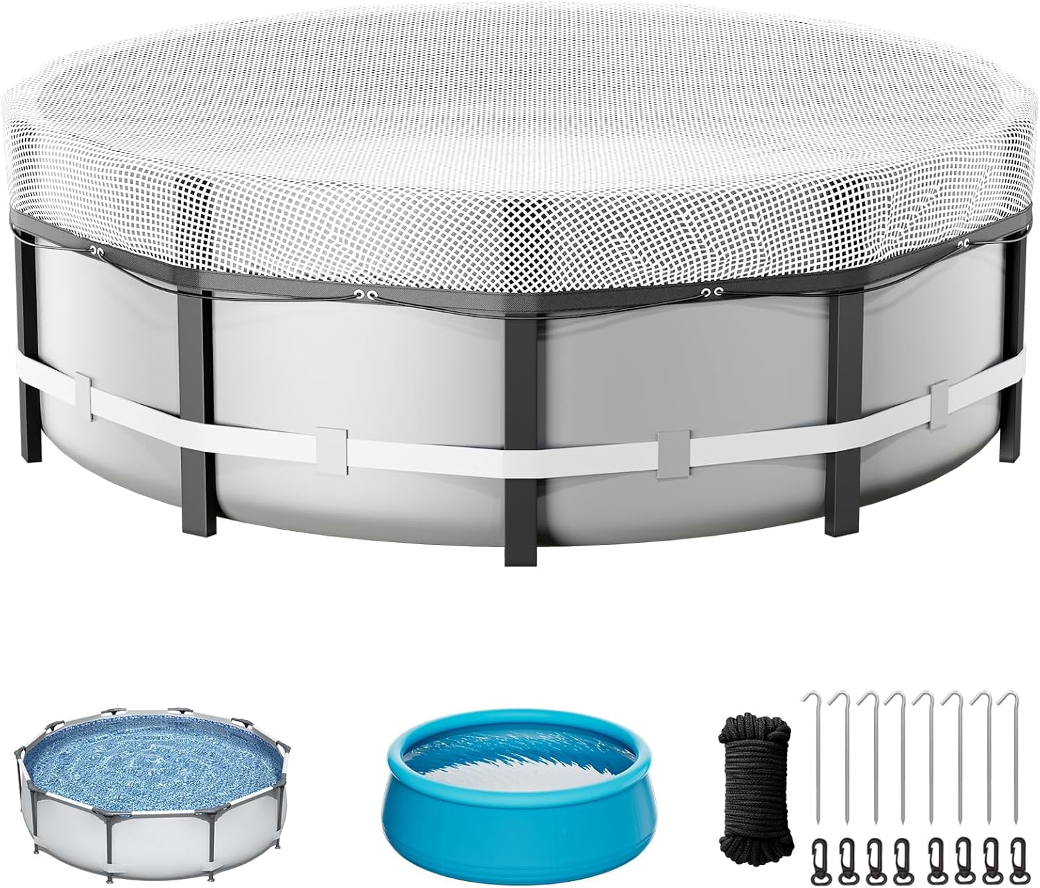 15 Ft Round Pool Cover, Solar Cover for Above Ground Pools,Waterproof ...