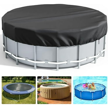SKYSHALO 15 Ft Round Solar Pool Cover, 420D Oxford, Black, Above Ground ...