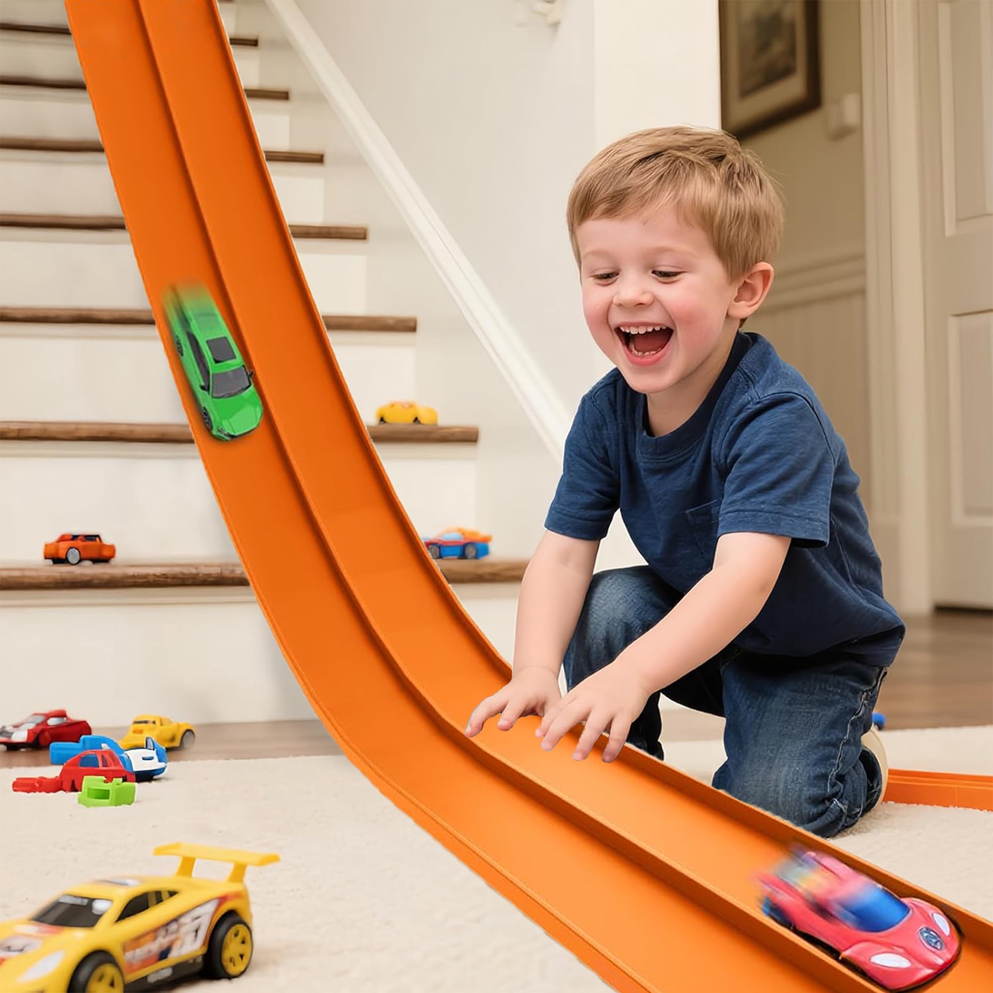 15 Ft Slot Car Race Track Sets, Flexible Race Tracks for Kids Ages 4-8 ...