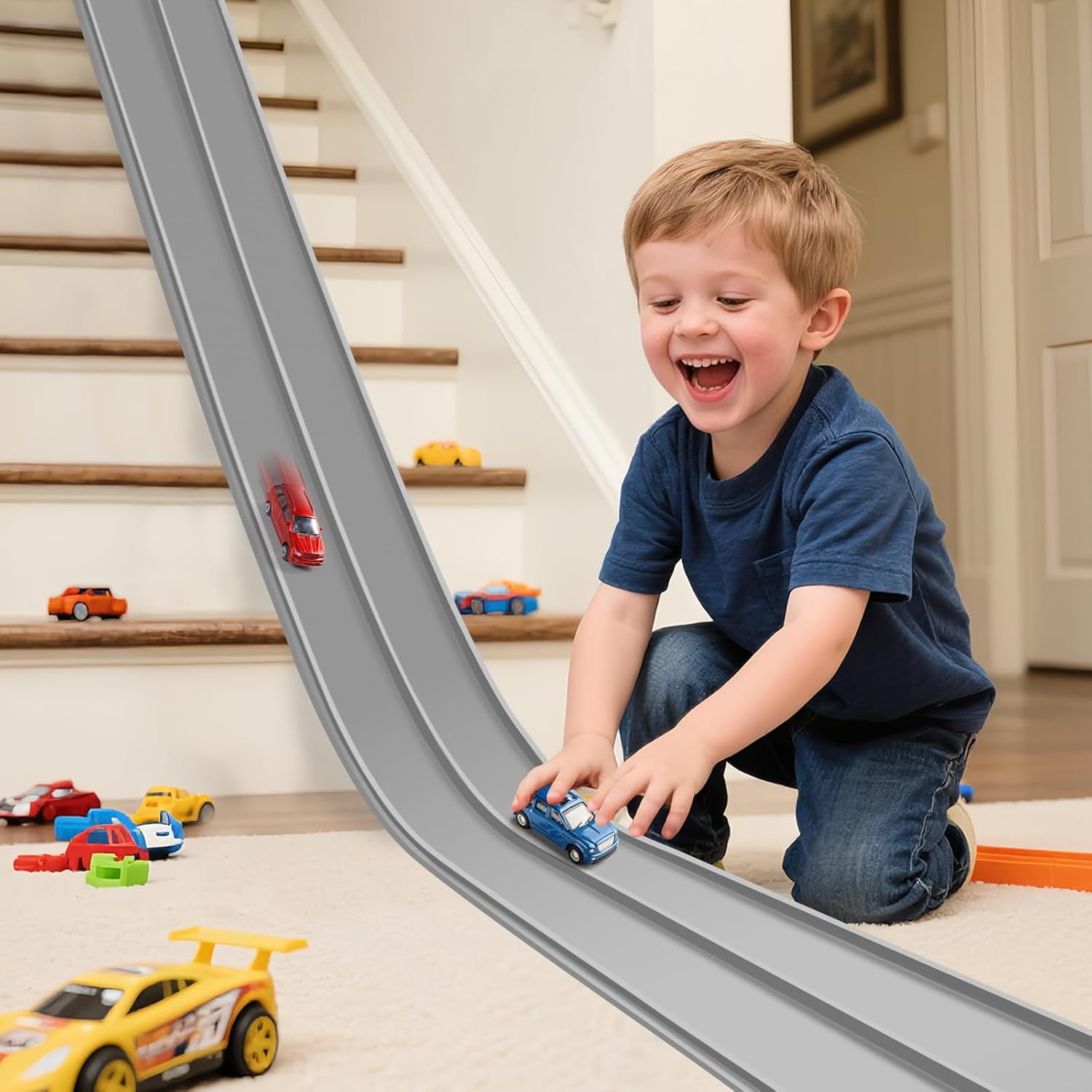 15 Ft Slot Car Race Track Sets, Flexible Race Tracks for Kids Ages 4-8 ...