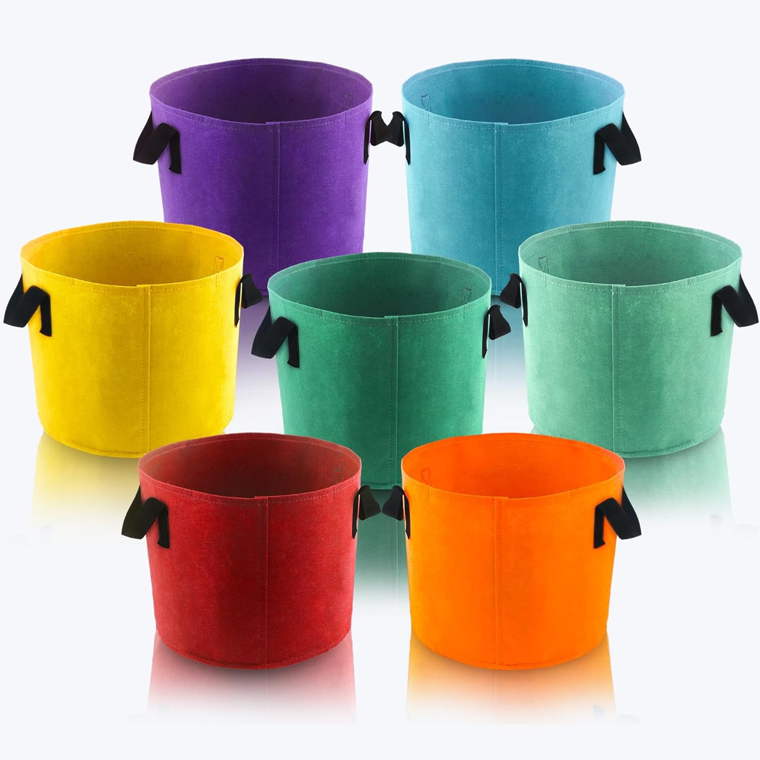 15 Gallon Grow Bags, 7 Pack Colorful Fabric Plant Pots with Handles for ...