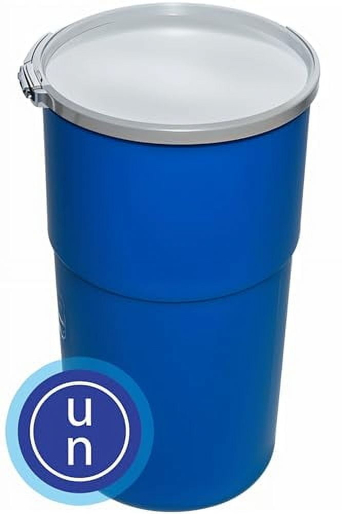 15 Gallon Open-Head UN Rated Plastic Drum w/Ring Lock Lid - Lightweight ...