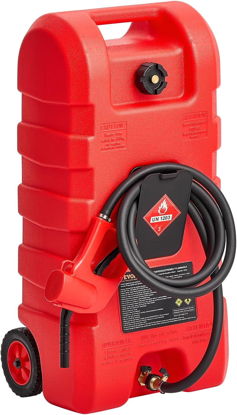 15 Gallon, Portable Fuel Tank with Gravity & Hand Pump Modes, Fuel Tank ...