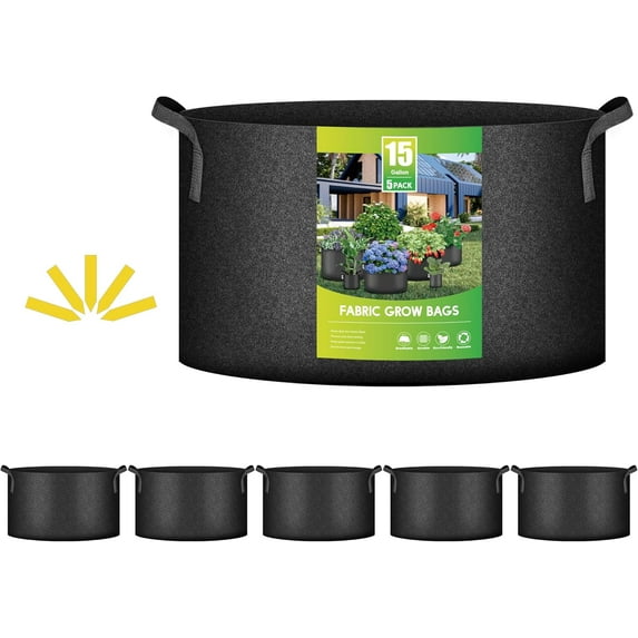 15 Gallon Thickened Nonwoven Aeration Fabric Grow Bags with Strap ...