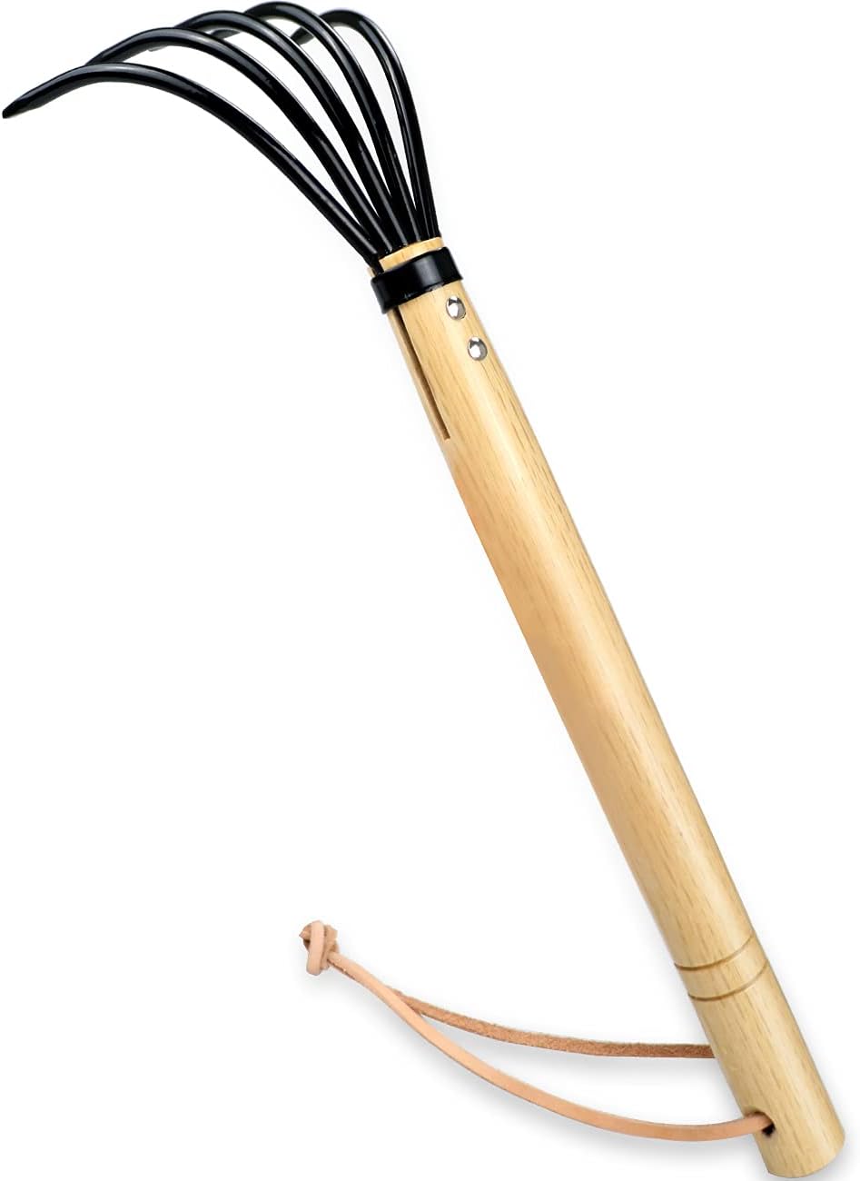 15" Gardeners Claw Rake | Military Grade Steel 6 Tines and Prime Wood ...