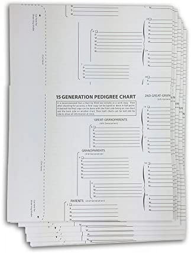 15 Generation Pedigree Chart | 10 Pack | Blank Genealogy Forms for ...