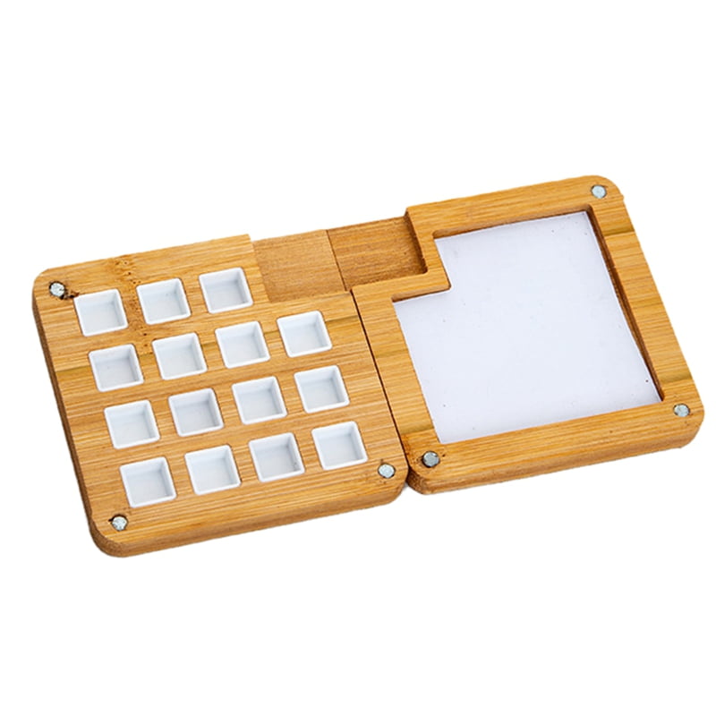 15 Grid Portable Sketchbook Palette, Mini Walnut Wood Color Palette Box ...