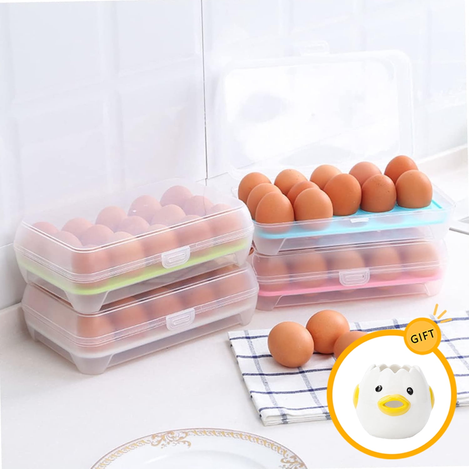 15 Grids Egg Holder for Fridge, Egg Storage Organizer for Refrigerator ...