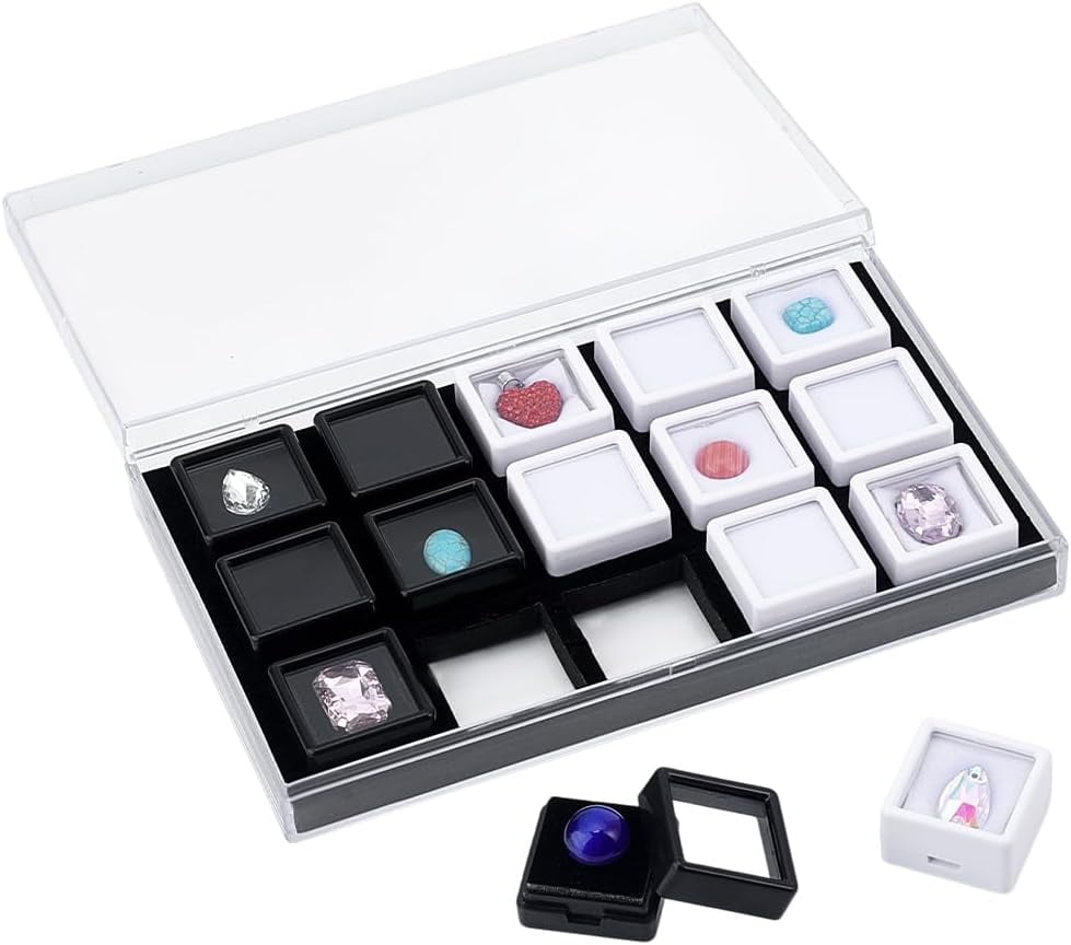 15 Grids Gemstone Display Box Charm Display Tray Gem Box Stone ...