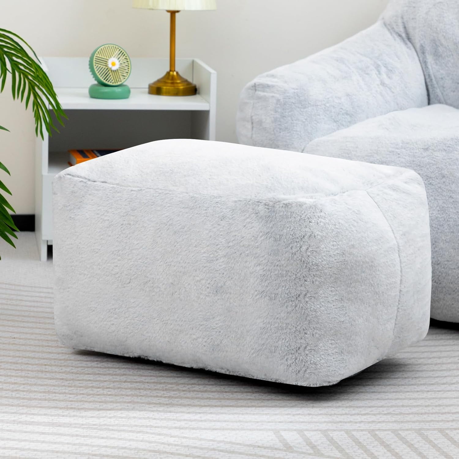 15"(H) Bean Bag Ottoman Pouf, 6.6LB Memory Foam Filled Footstool for ...