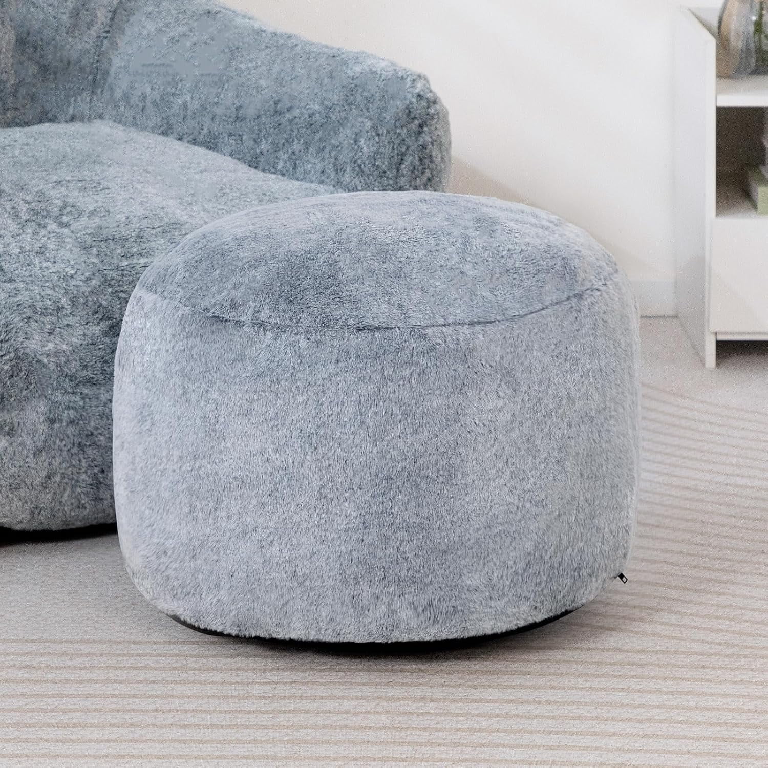 15"(H) Bean Bag Ottoman Pouf, 6.6LB Memory Foam Filled Footstool for ...