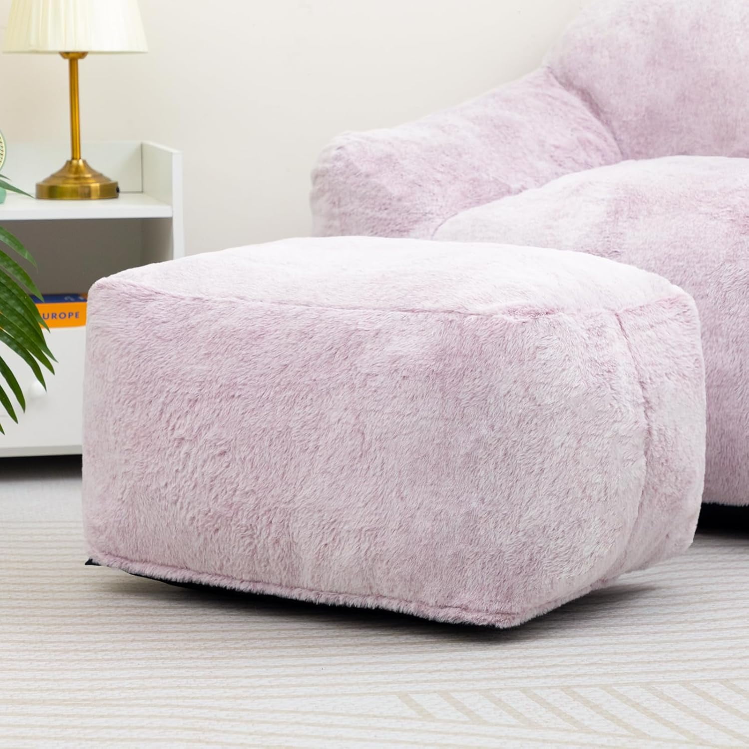 15"(H) Bean Bag Ottoman Pouf, 6.6LB Memory Foam Filled Footstool for ...