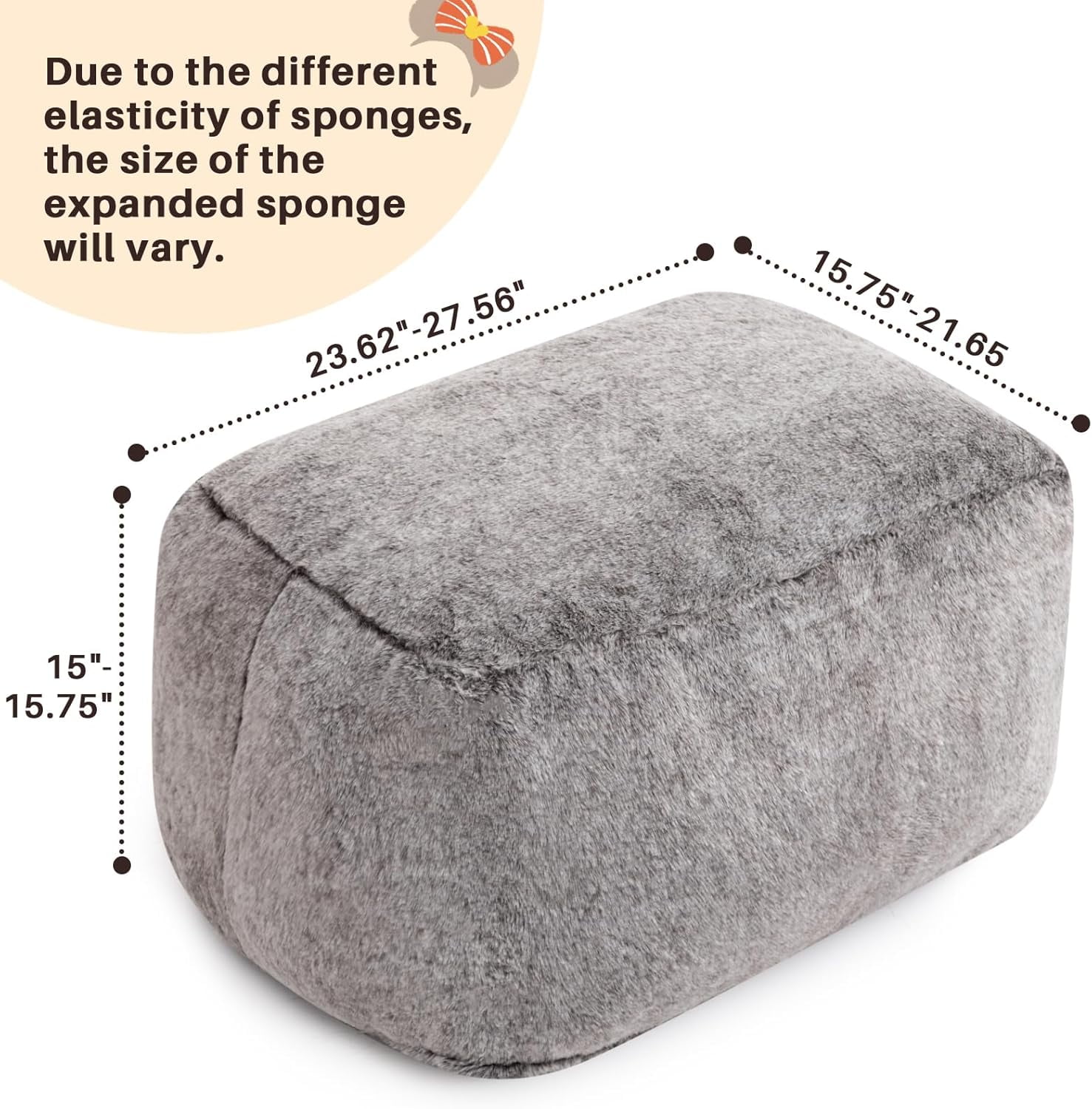 15"(H) Bean Bag Ottoman Pouf, 6.6LB Memory Foam Filled Footstool for ...