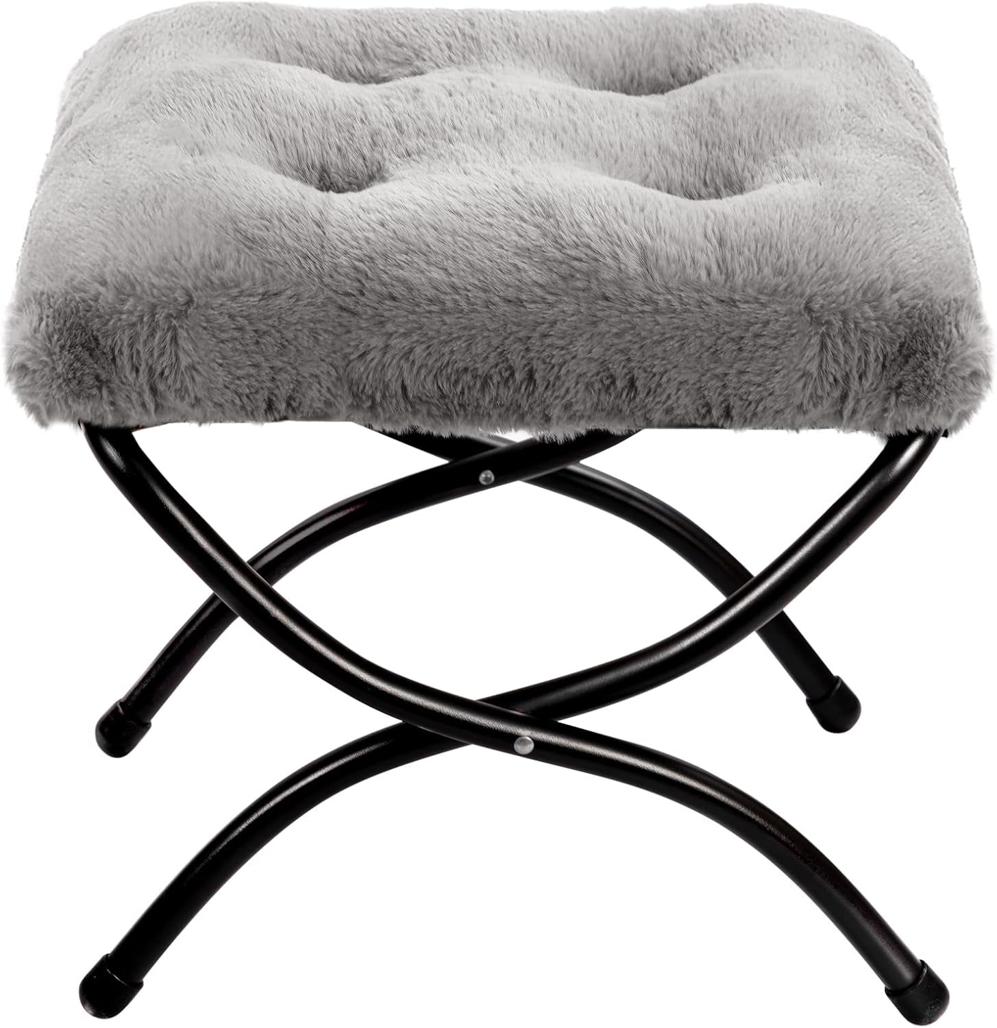 15"(H) Folding Footrest Stool, Upholstered Small Foldable Ottoman ...