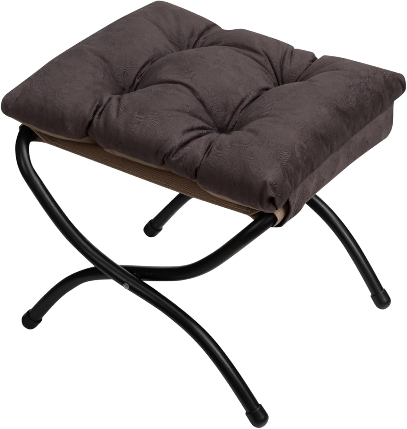 15"(H) Folding Footrest Stool, Upholstered Small Foldable Ottoman ...