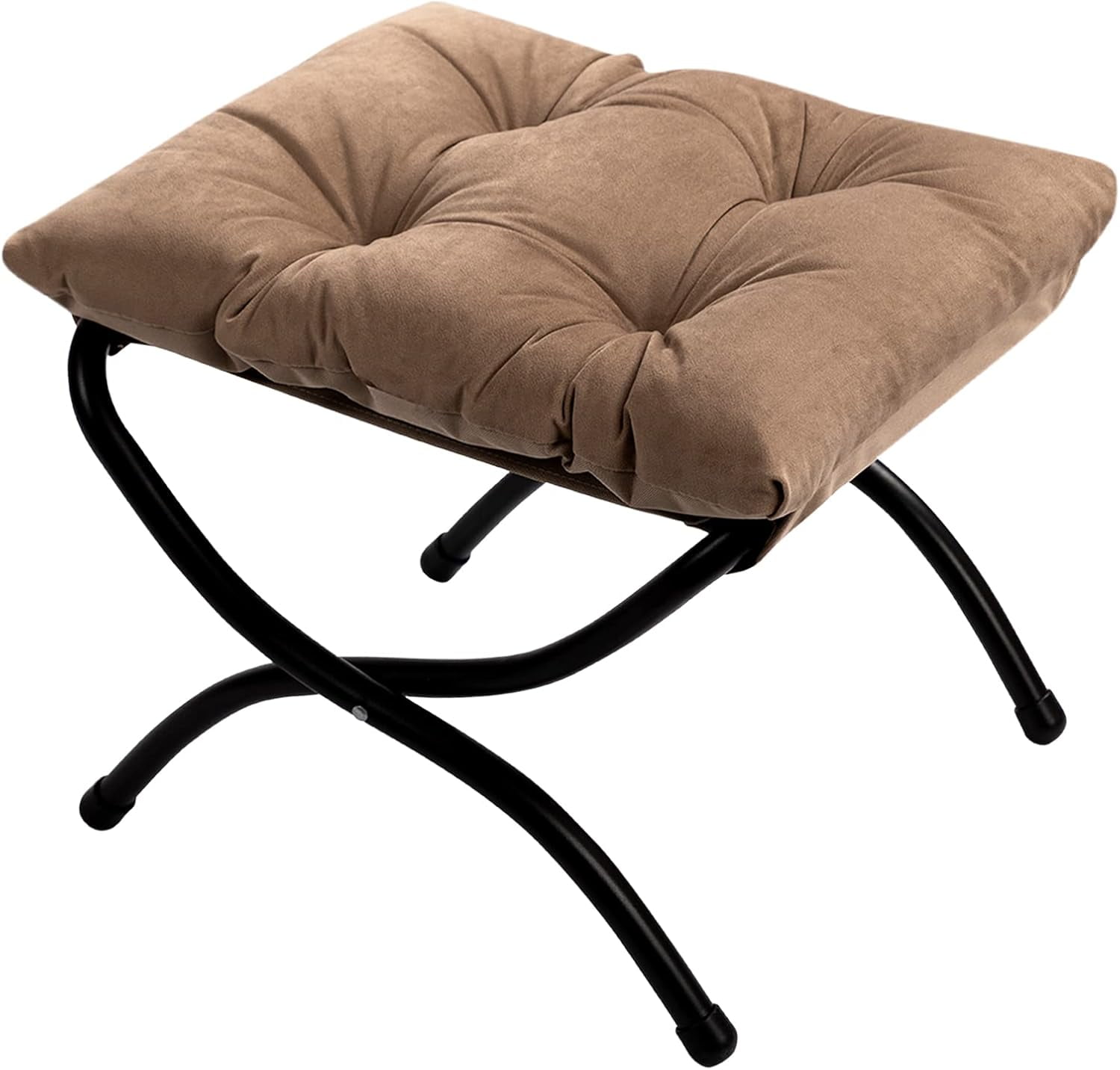 15"(H) Folding Footrest Stool, Upholstered Small Foldable Ottoman ...