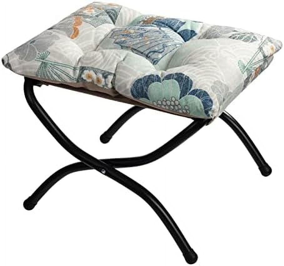 15"(H) Folding Footrest Stool, Upholstered Small Foldable Ottoman ...
