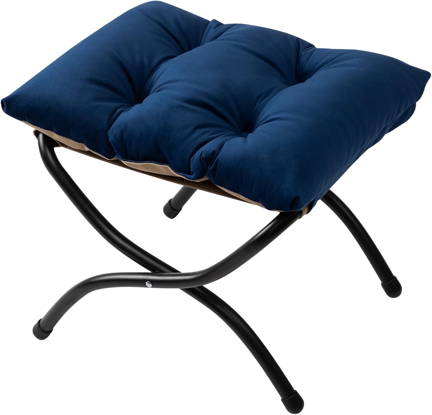 15"(H) Folding Footrest Stool, Upholstered Small Foldable Ottoman ...