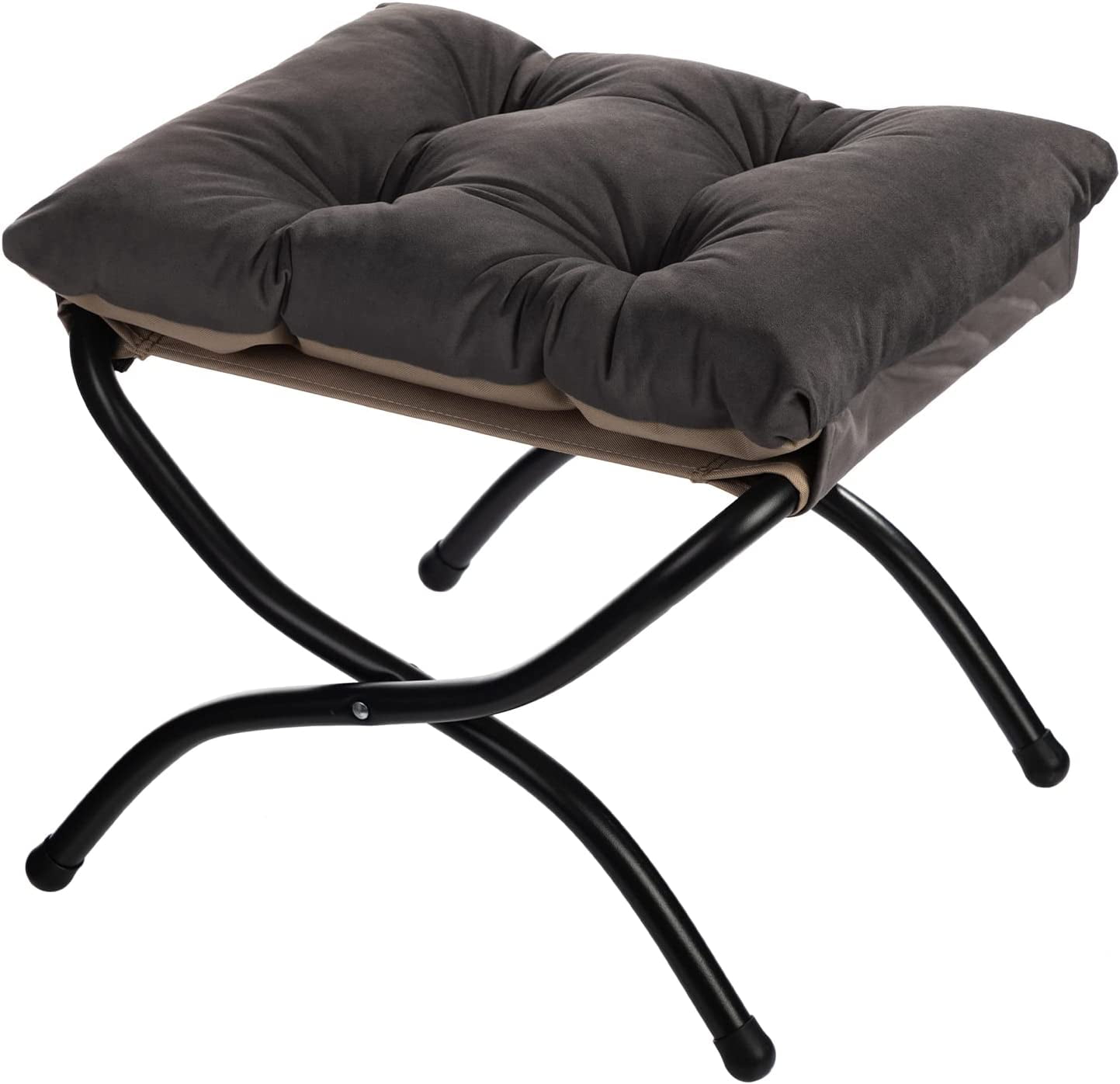 15"(H) Folding Footrest Stool, Upholstered Small Foldable Ottoman ...