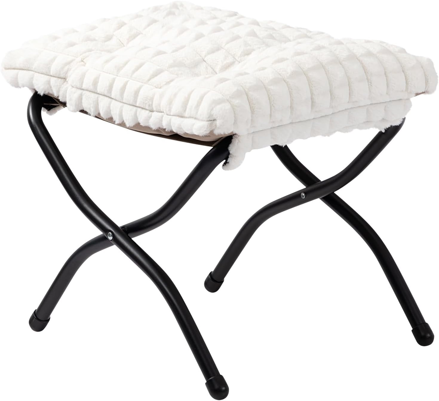 15"(H) Folding Footrest Stool, Upholstered Small Foldable Ottoman ...