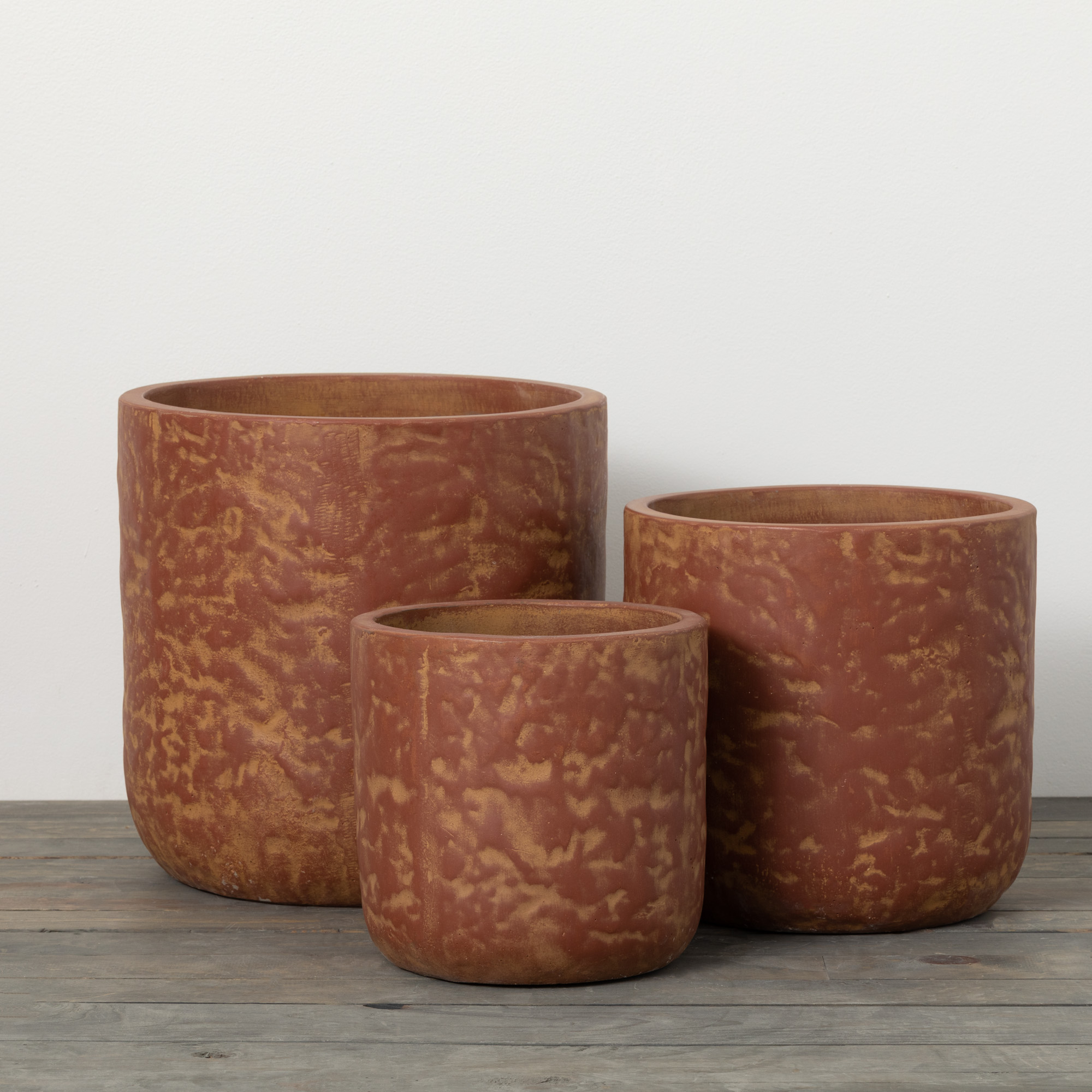 15"H Sullivans Cement Mottled Rust Planter Set of 3, Copper - Walmart.com