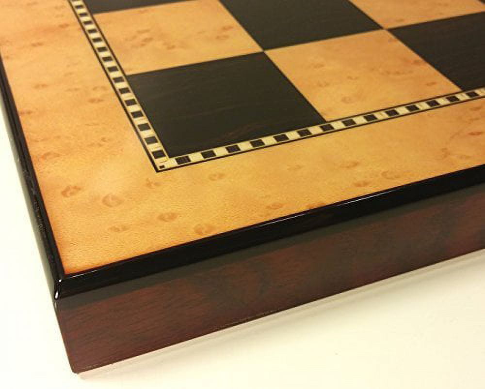 15" HIGH GLOSS WALNUT / BIRDSEYE MAPLE Color Chess Board 1.59" Squares ...