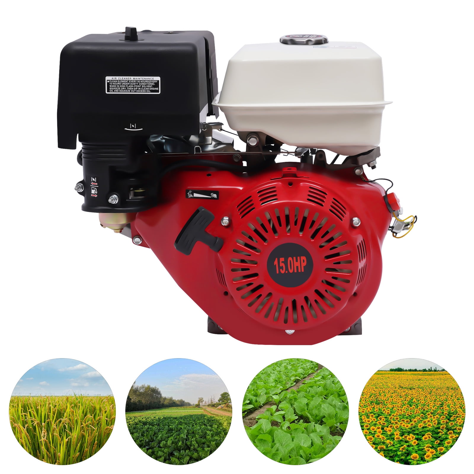 15 HP 4 Stroke Horizontal Engine Motor Go Kart Replacement Motor Recoil ...