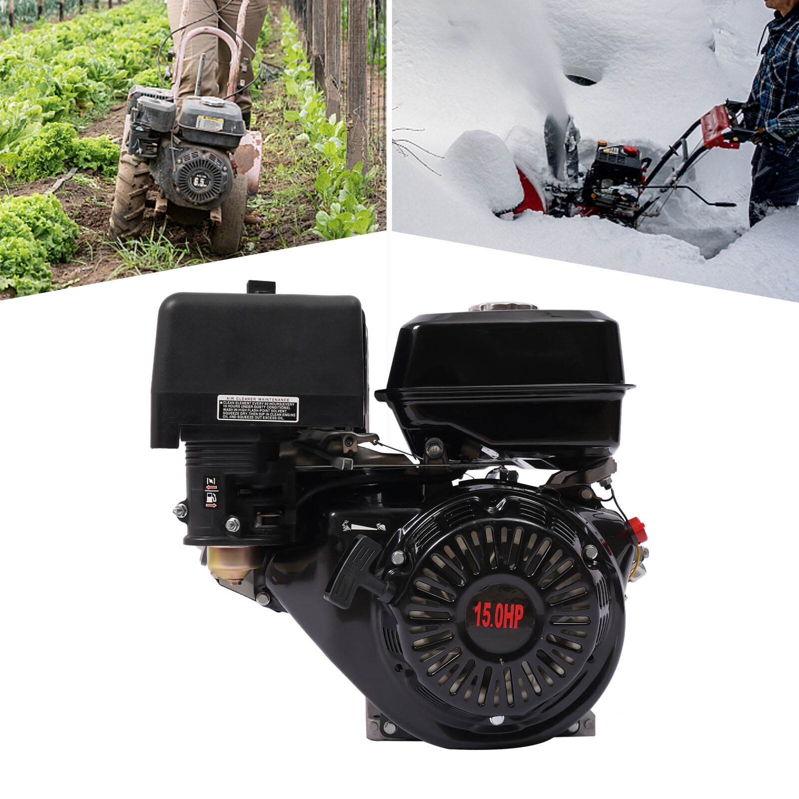 15 HP 420 CC Horizontal Engine Motor Gasoline 4 Stroke Electric Start ...