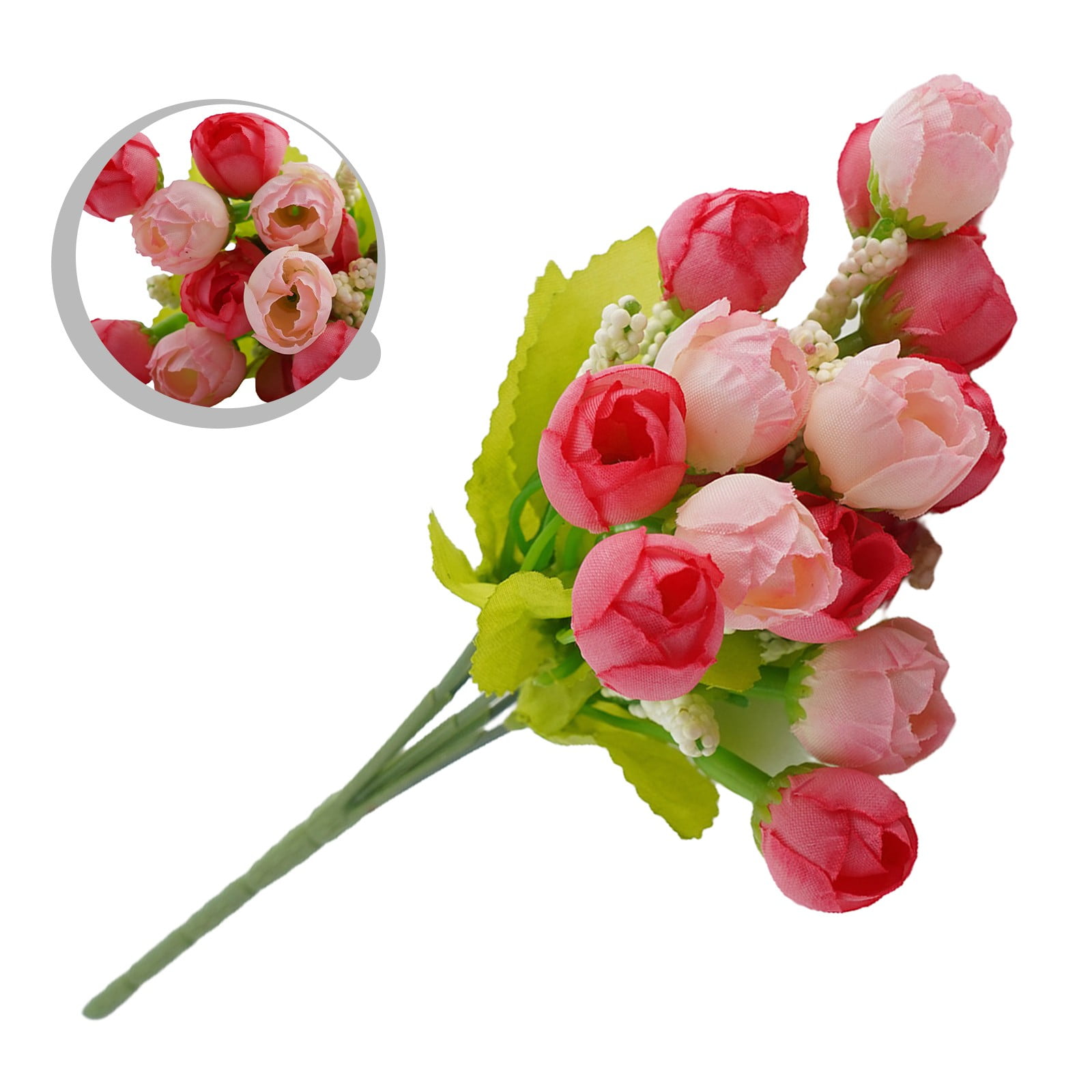 15 Heads Bouquet Small Bud Roses Artificial Flower Silk Plastic Star ...