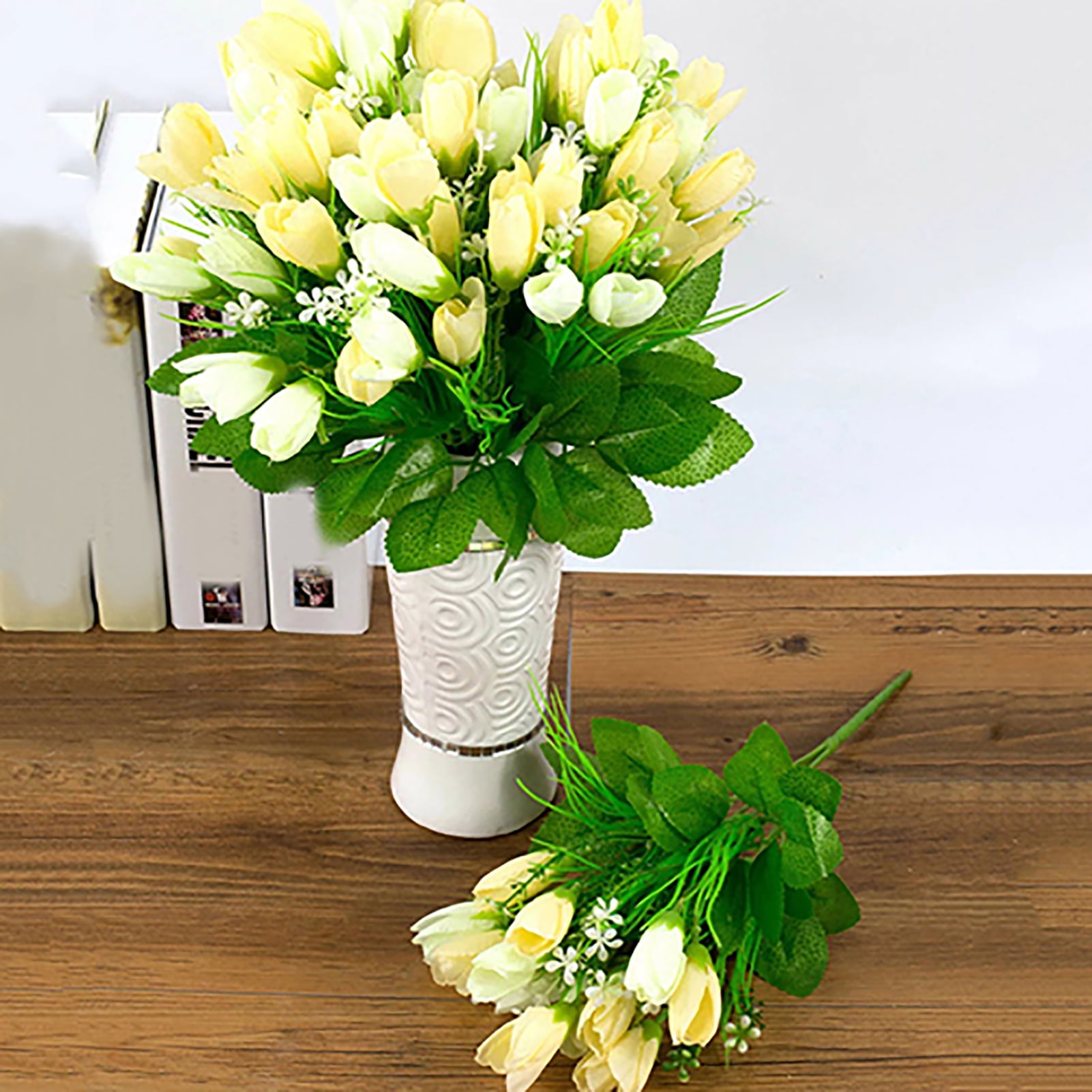 15 Heads Tulips Artificial Flowers Faux Tulip Stems Real Feel Tulips ...