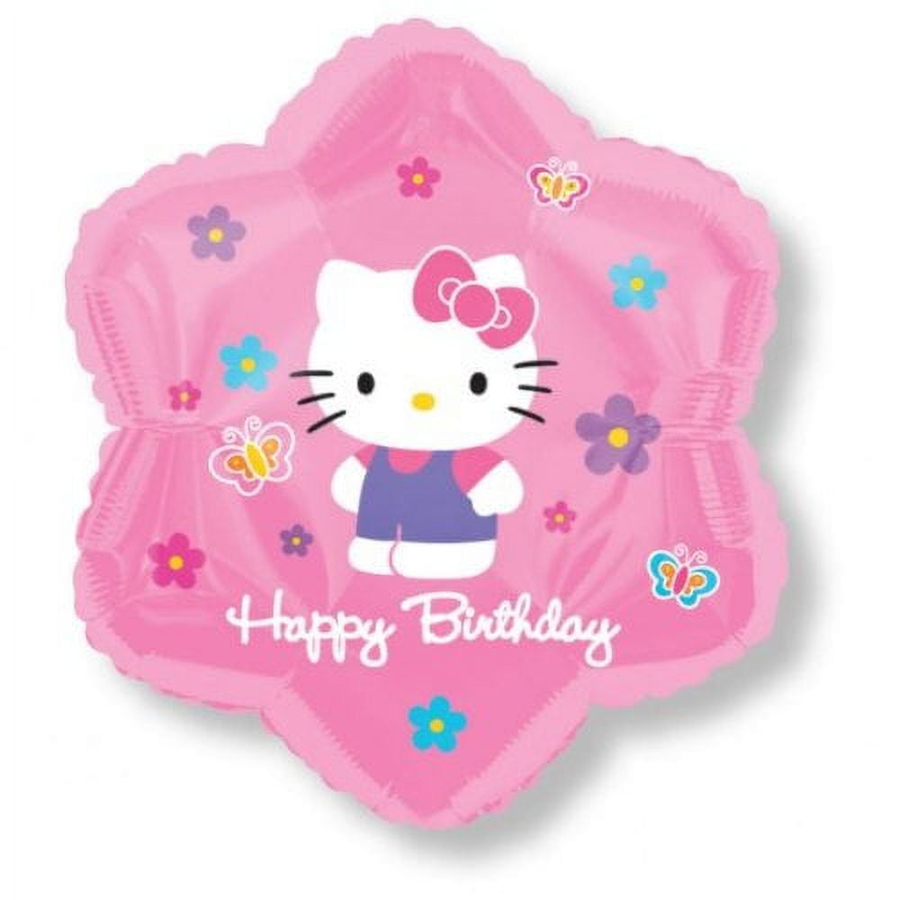 Hello Kitty 15" Happy Birthday Jr Flower Shape Mylar Foil Balloon Party ...
