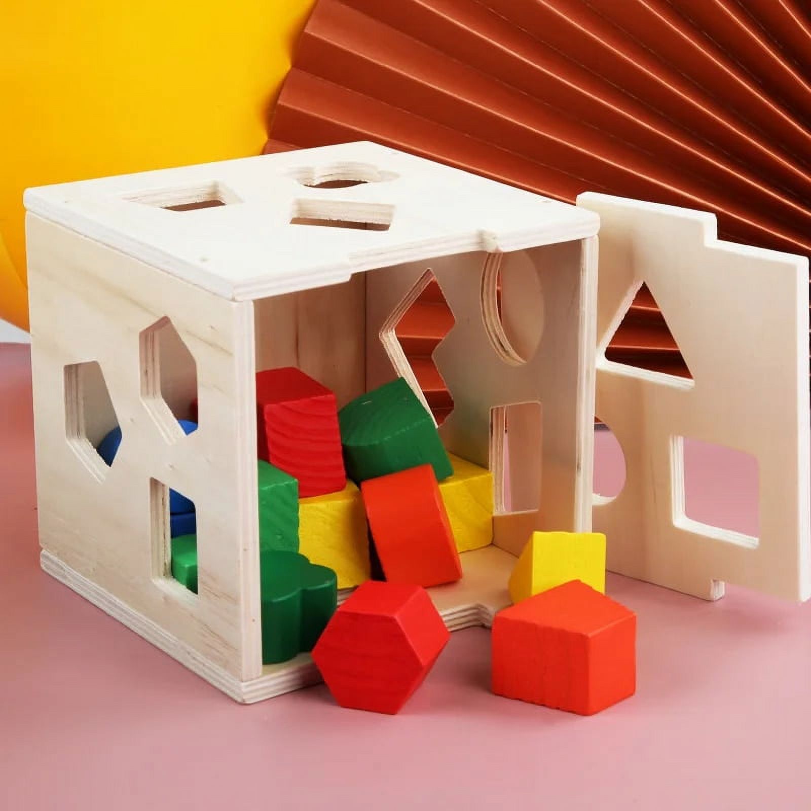 15 Hole Intelligence Box Geometric Shapes 3D Puzzle Early Education ...