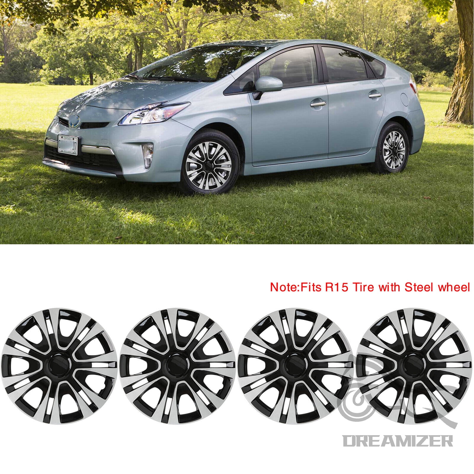 15'' Hubcaps Set of 4 Wheel Rim Cover Universal R15 Hub Caps ...