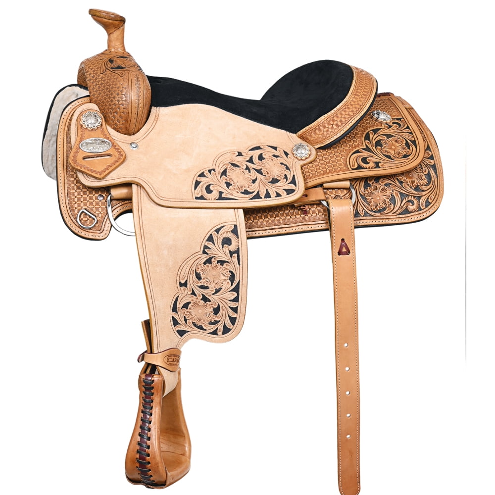 15 In HILASON Western Horse Ranch Roping Roper American Leather Saddle ...