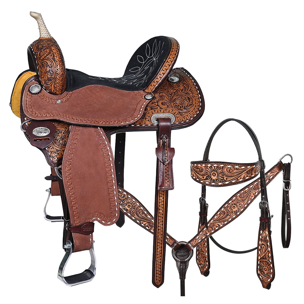 15 In Hilason Western Horse Barrel Racing Trail American Leather Saddle ...