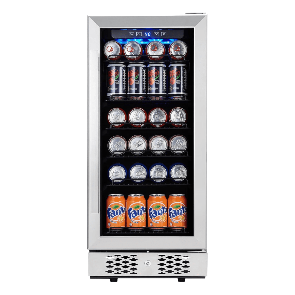 15 Inch Beverage Refrigerator, 96 Cans Beverage Fridge Stainless Steel ...